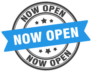 Now open stamp label on transparent Royalty Free Vector