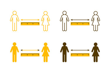 Social distancing concept with stick figure people