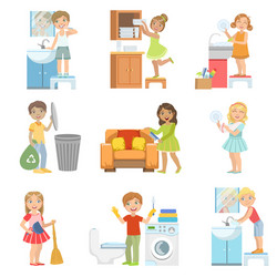 Kids Helping at Home Vector Images (over 4,000)