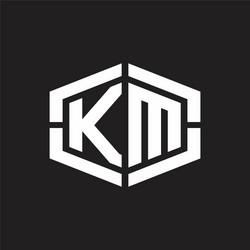 Km logo monogram with shield shape isolated Vector Image