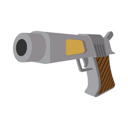 Pistol with silencer cartoon icon Royalty Free Vector Image