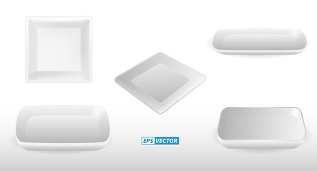 Set of realistic ceramic bowl or transparent Vector Image