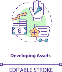 Developing assets concept icon Royalty Free Vector Image