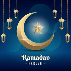 Ramzan mubarak greeting with islamic design Vector Image