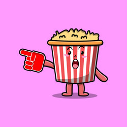 Cartoon popcorn as carpenter with saw and wood Vector Image