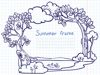 Doodle tree branches and party flags Royalty Free Vector