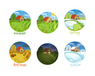 Three months year set autumn season nature Vector Image