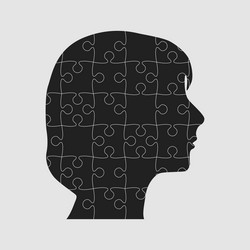 Female head made from puzzle pieces strategy Vector Image