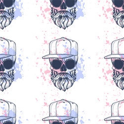 Seamless color pattern with skull Royalty Free Vector Image