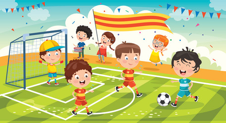 Kid playing football Royalty Free Vector Image