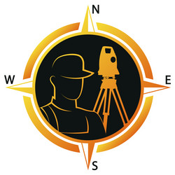 Surveyor and total station silhouette Royalty Free Vector