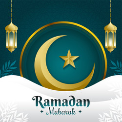 Ramzan mubarak greeting with islamic design Vector Image