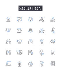 Solution line icons collection answer fix Vector Image