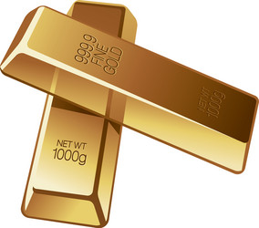 Two gold bars isolated on white background Vector Image