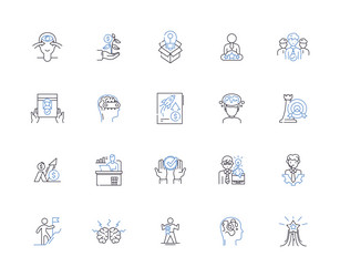 Leadership outline icons collection lead manager Vector Image