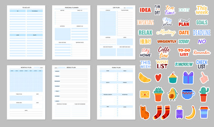 Notebook pages template daily and month Royalty Free Vector