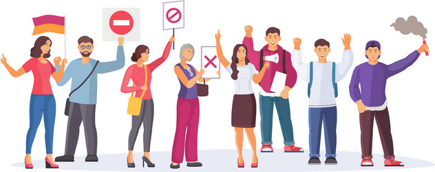 Protest Demonstration Cartoon People Royalty Free Vector