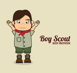 Scout boy giving flag signal Royalty Free Vector Image