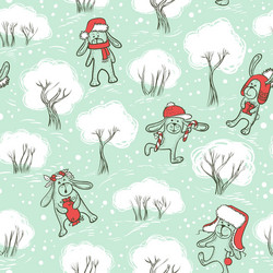 Doodle rabbits Royalty Free Vector Image - VectorStock