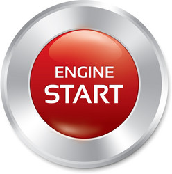 Start engine button red round sticker Royalty Free Vector