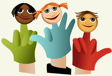 Hand puppet with smiling face Royalty Free Vector Image