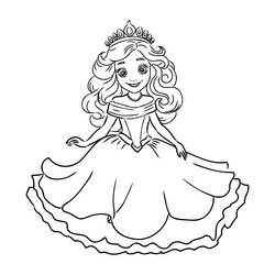 Little princess coloring page for kids Royalty Free Vector