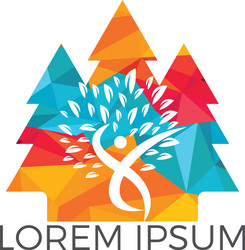 Pine tree people logo design Royalty Free Vector Image