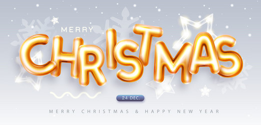Christmas holiday poster with 3d chromic letters Vector Image