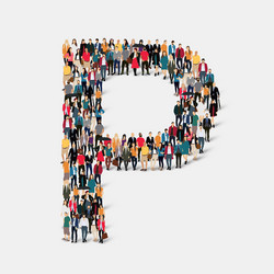 Group people letter form Royalty Free Vector Image