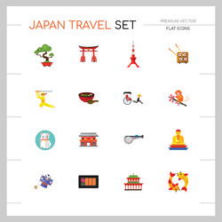 Japan travel icon set Royalty Free Vector Image