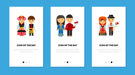 Man and woman in national costumes icon Royalty Free Vector