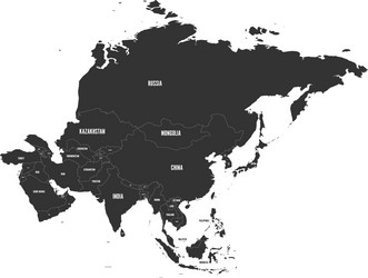 Political detailed map of the continent of asia Vector Image