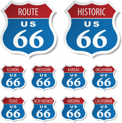 Historic route 66 stickers Royalty Free Vector Image