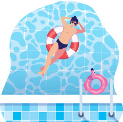Lifeguard man with float Royalty Free Vector Image