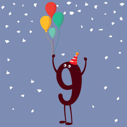 Cartoon number nine design Royalty Free Vector Image