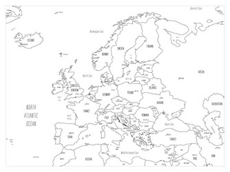 Europe map - hand-drawn cartoon style Royalty Free Vector