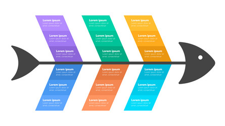 Arrow fishbone diagram with colorful blank nodes Vector Image