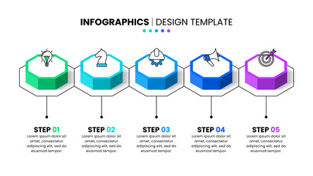 Infographic template octagon with 5 steps and Vector Image