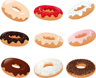Set of colored donuts with icing Royalty Free Vector Image