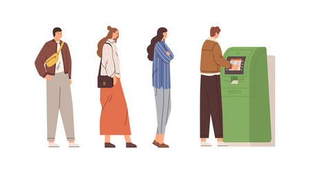 Queue of different people to payment terminal Vector Image