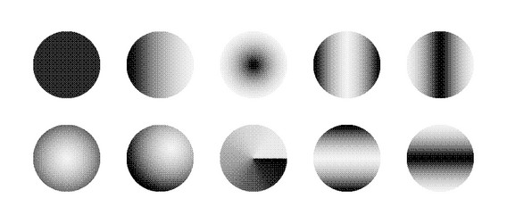 Circles with various density of bitmap dither Vector Image