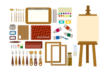 Painting tools for artists cartoon Royalty Free Vector Image