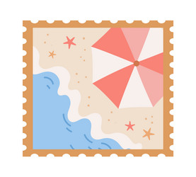 Beach postage stamp Royalty Free Vector Image - VectorStock