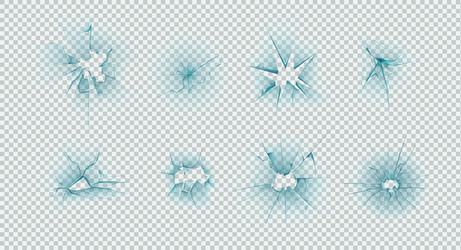 Broken different shape glass crack window front Vector Image