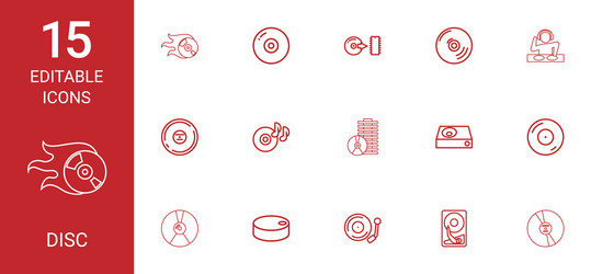 15 disc icons Royalty Free Vector Image - VectorStock