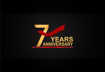 7 years golden anniversary logotype Royalty Free Vector