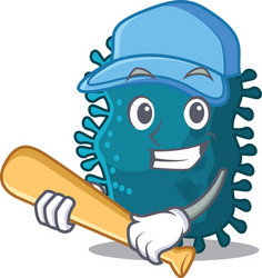 Picture clostridium cartoon character playing Vector Image