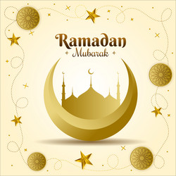 Ramzan mubarak greeting with islamic mosque Vector Image