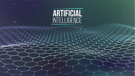 Background 3d grid ai tech wire network Royalty Free Vector