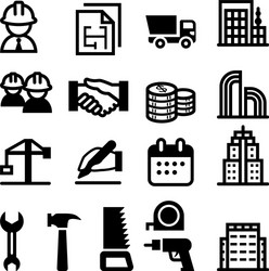 Contractor and construction icons set on white Vector Image
